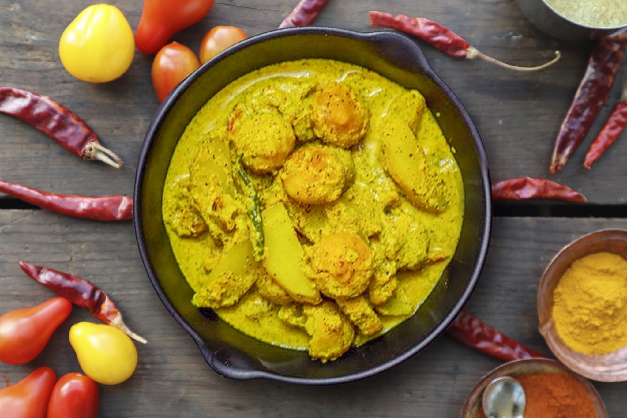 Bori Aloor Jhal ( Potato & Sun Dried Lentil Curry) (No Onion, No Garlic ...